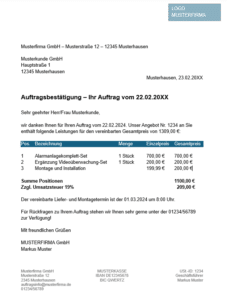 Auftragsbestätigung einfach erklärt Muster aktuell Dezember 2025